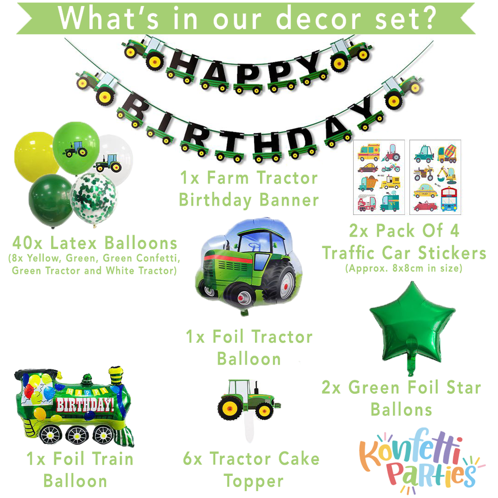 Party Balloon Banner Kit - Farm Tractor Balloon Banner – Konfetti Parties
